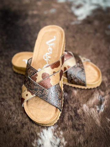 Tooled Brown Cow Sandals – Blair Blue Bonnet Boutique