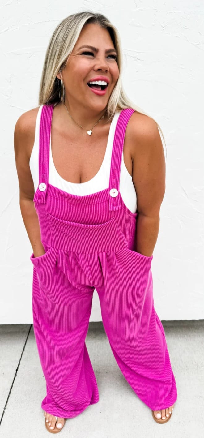 Pre-Order Ribbed Overalls – Blair Blue Bonnet Boutique