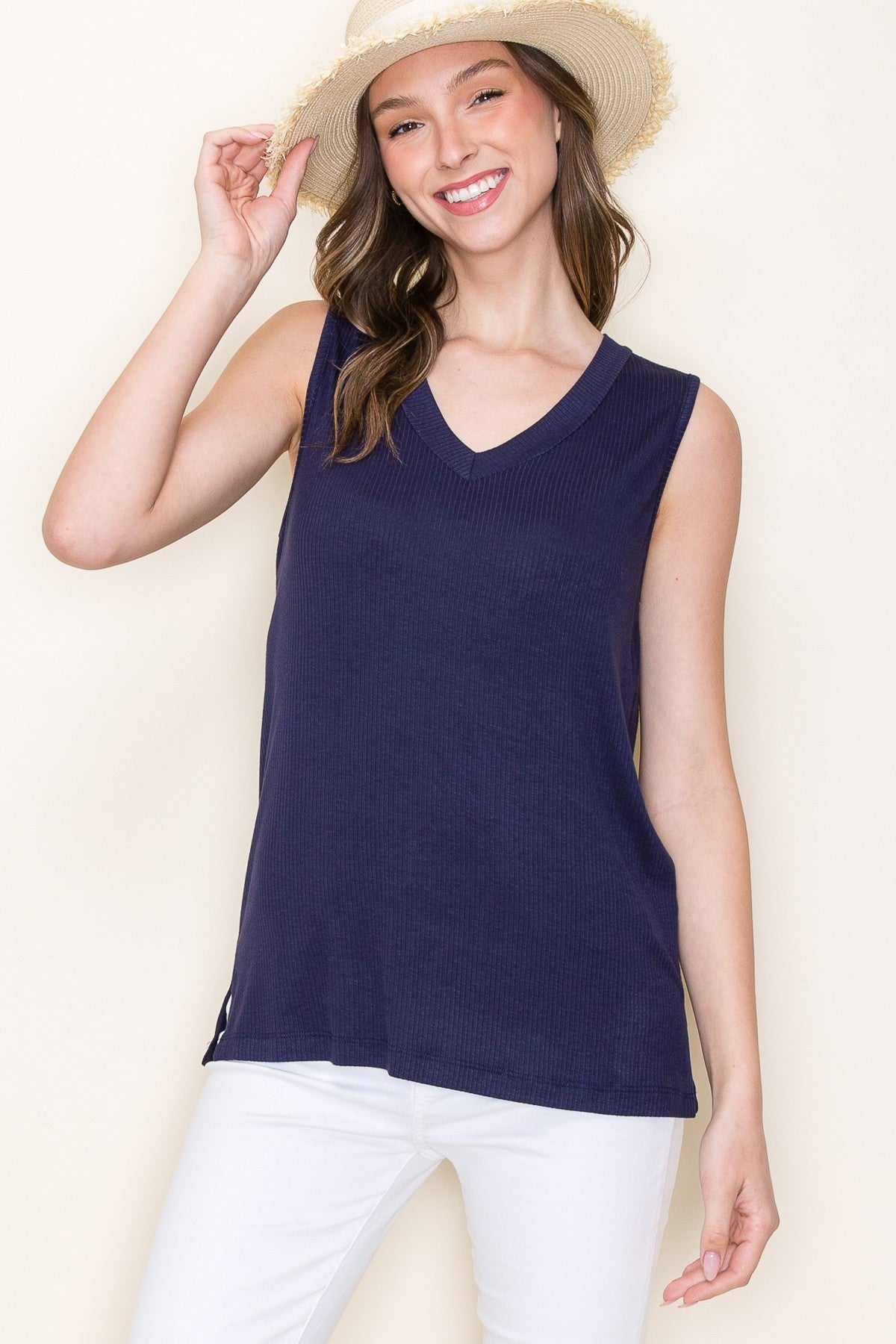 Navy Rib Tank – Blair Blue Bonnet Boutique